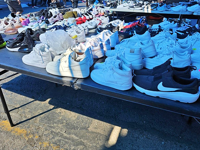 Sneakerheads, rejoice! This sea of footwear offers everything from basic whites to limited editions&mdash;all without the mall markup.