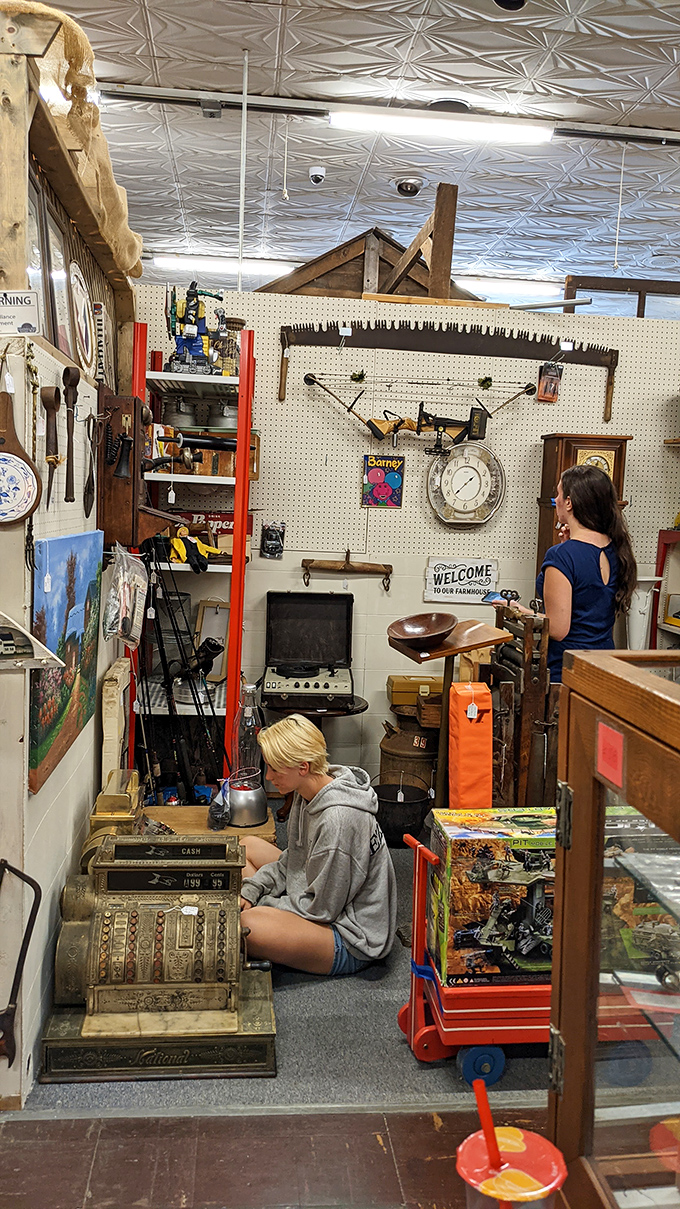 Treasure hunting is a family affair at Charlotte's Web. That vintage cash register has probably rung up everything from Depression glass to disco memorabilia.