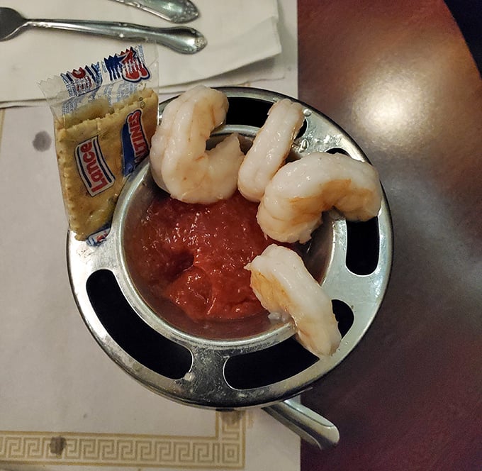 The shrimp cocktail&mdash;where seafood meets Midwest sensibility. Simple, straightforward, and served with crackers because some traditions just work. 