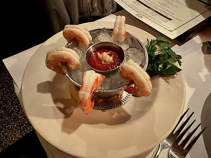 These shrimp aren't just cocktail-ready, they're dressed for the gala—perched on ice, surrounding a horseradish-spiked sauce that means business.