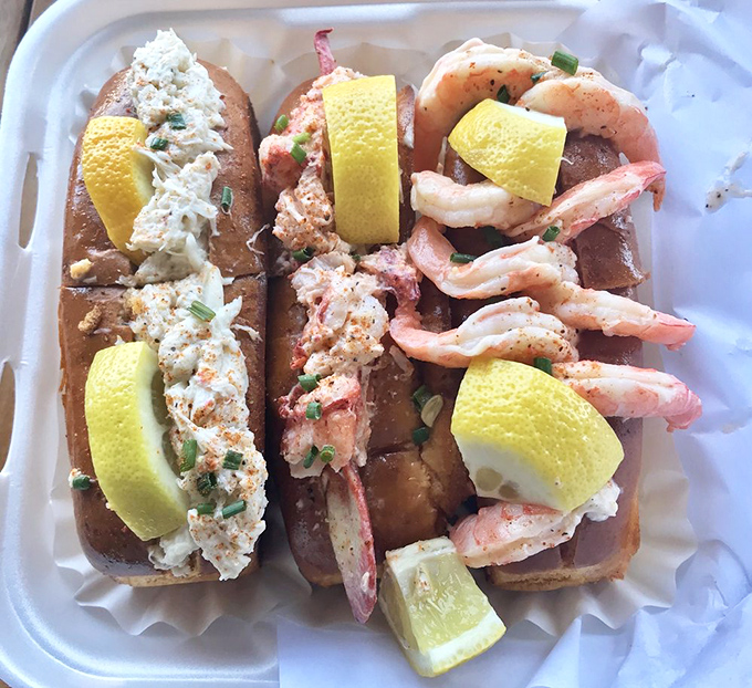 A trio of oceanic treasures&mdash;like a greatest hits album of seafood sandwiches, each playing its own distinctive melody on your taste buds.