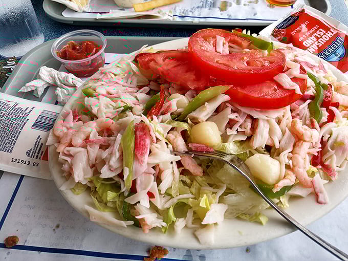 When seafood salad looks like this, salad suddenly becomes the main event rather than that thing you eat before the good stuff arrives.