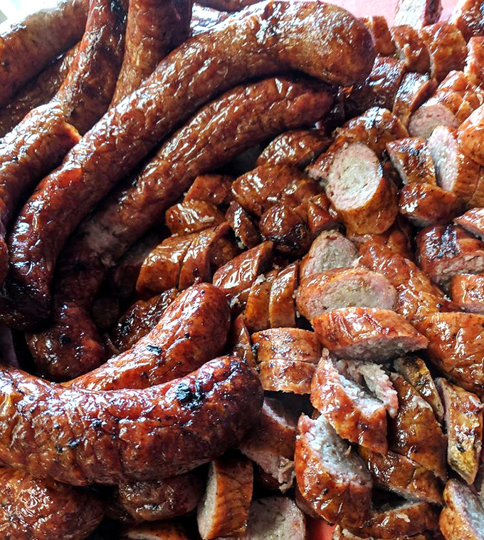 These sausages have more snap than a sitcom comeback. Glistening with smoky goodness, they're what meat dreams are made of.