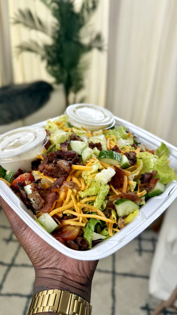 Even the salads get the smoke treatment. This isn't rabbit food – it's what rabbits dream about when they're feeling rebellious.