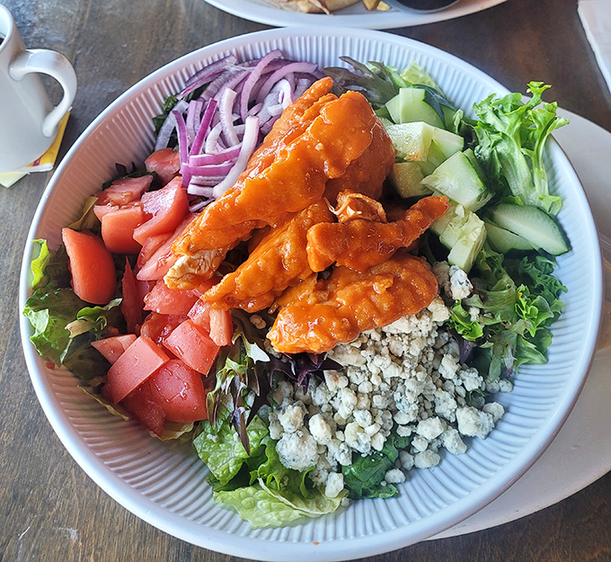 Who says salads can't be exciting? This spicy buffalo creation proves vegetables can party with attitude.