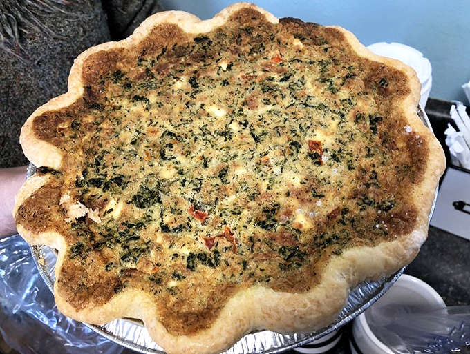 This spinach quiche isn't just good-looking&mdash;its golden crust and herb-flecked filling whisper "brunch goals" to anyone who passes by.