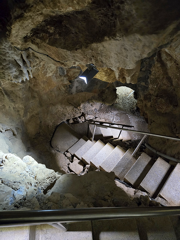 Stairway to the center of the earth? Not quite, but these steps lead to chambers that would make Jules Verne reach for his notebook.