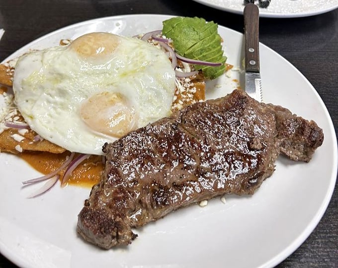 Steak and eggs&mdash;the breakfast of champions or the lunch of legends? Either way, that sunny-side up egg is winking at you with delicious possibility.