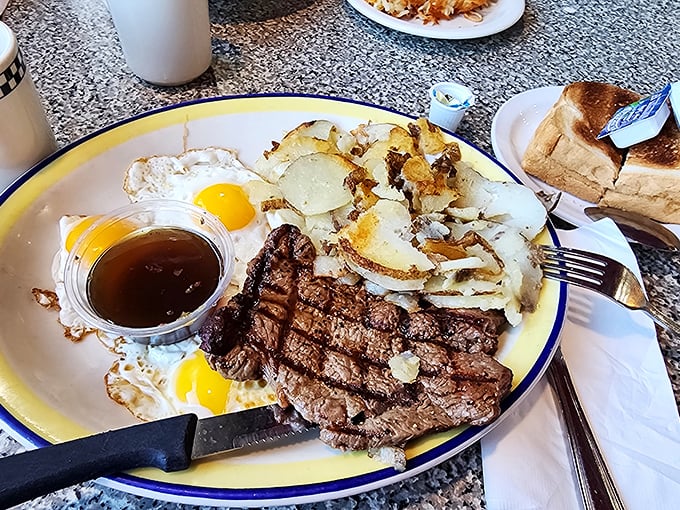 Steak and eggs &ndash; the breakfast of champions, or anyone who believes that dinner foods can absolutely crash the morning party.