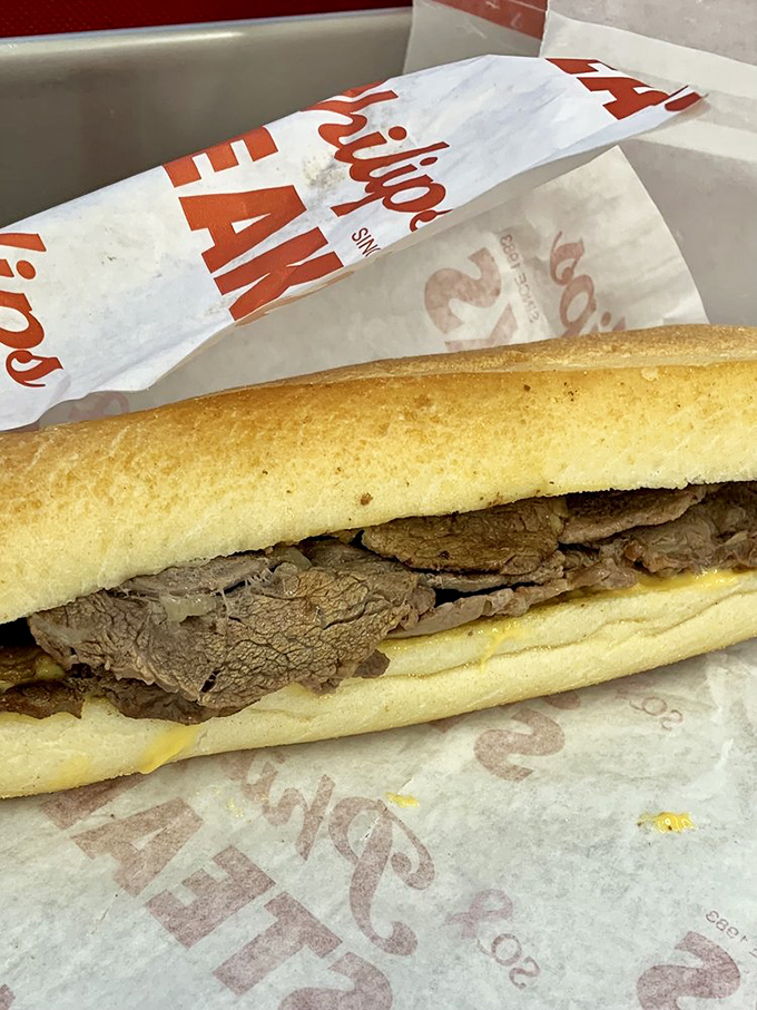 Simplicity at its finest&mdash;thinly sliced ribeye tucked into a pillowy roll. No Instagram filter needed when perfection comes wrapped in wax paper.