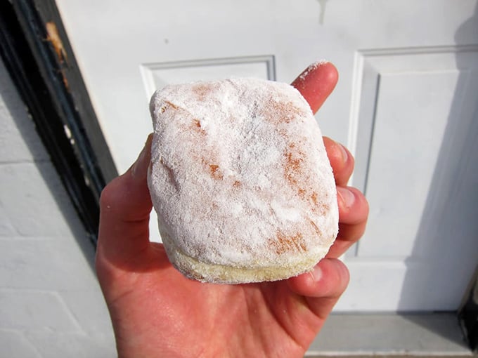 This powdered sugar donut isn't trying to be Instagram-famous. It's the reliable friend who's always delicious without showing off.