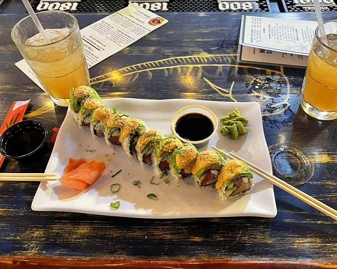 Who knew a tiki bar in the Keys would serve sushi this good? Fresh, colorful rolls paired with ice-cold drinks prove Porky's isn't just about barbecue.