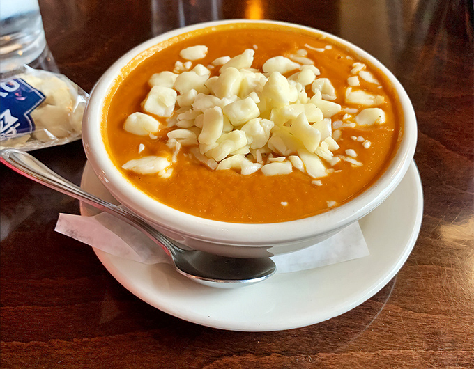This tomato soup, topped with cheese curds, isn't just comfort food&mdash;it's like a warm hug from your favorite Wisconsin grandmother.