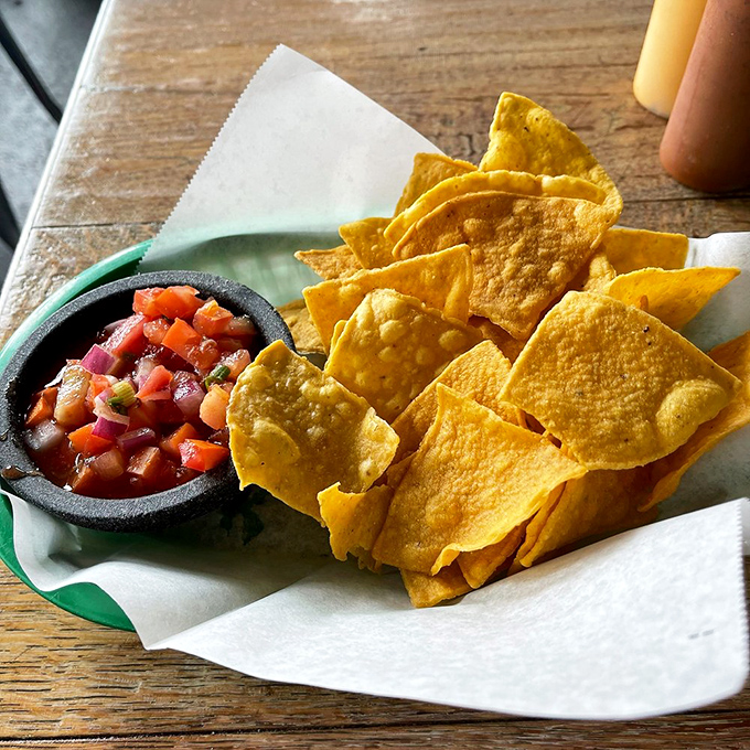 Chips and salsa: the opening act that deserves a standing ovation. Crispy triangles of joy with fresh pico de gallo.