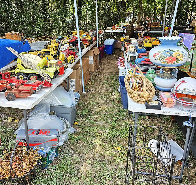 Nostalgia for sale! Vintage toys and collectibles await new homes, each item a time machine to someone's childhood memories and Saturday morning cartoons.