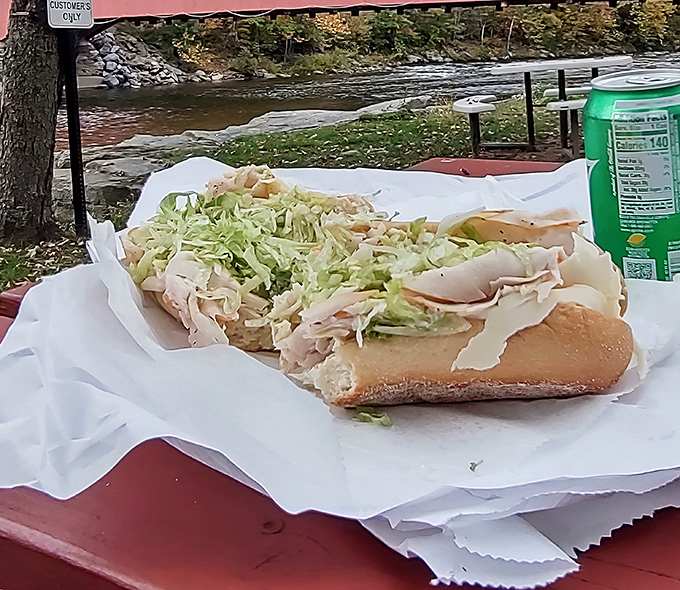 Turkey, shredded lettuce, and a river view&mdash;proof that sometimes the simplest pleasures deliver the most profound satisfaction.
