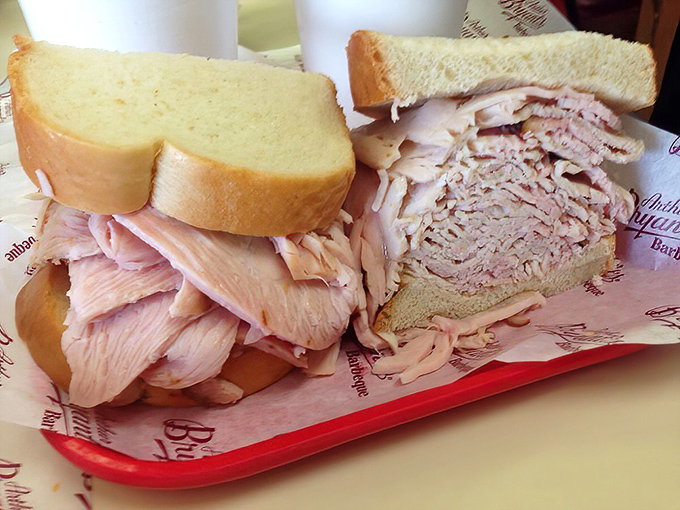 A sandwich that understands proper meat-to-bread ratio. When turkey is sliced this generously, the bread is just there for transportation purposes.