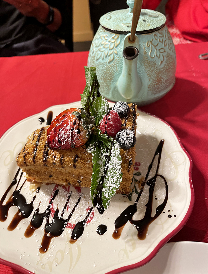 Ukrainian Medovik cake - layers of honey sweetness that deserve their own standing ovation.