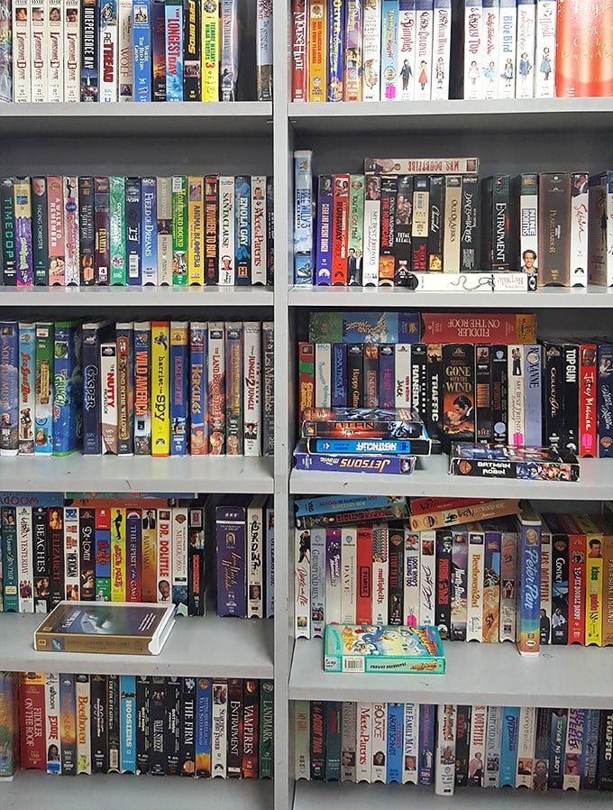 The VHS collection&mdash;a time capsule of movie nights past. Remember when "be kind, rewind" was our social contract?