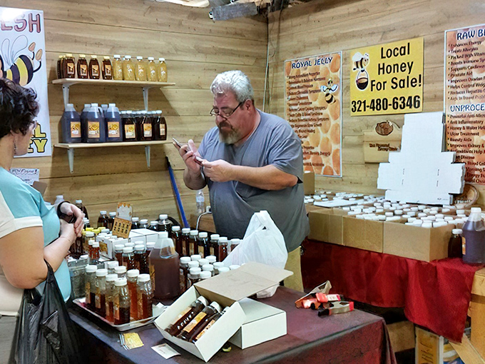 Local honey vendors create sweet connections with customers, offering liquid gold harvested from Florida's diverse flora&mdash;nature's bargain in every jar.