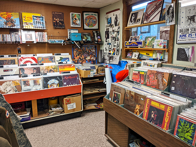 The vinyl section: where album covers are judged by their covers and musical treasures await those willing to flip through history.