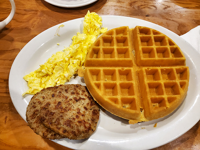 When waffle meets eggs, magic happens &ndash; crispy, fluffy perfection that redefines what breakfast can be.