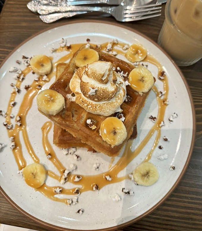 Waffles with pockets deeper than your winter coat – perfect syrup traps, every single one.