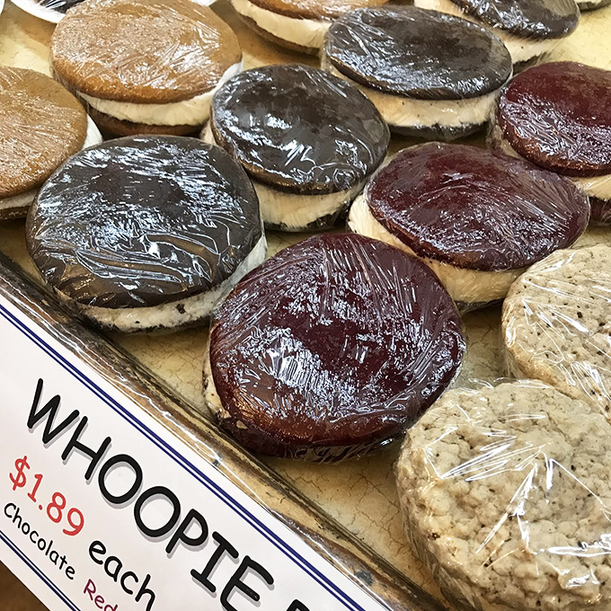 Whoopie pies lined up like edible hockey pucks of joy&mdash;chocolate, vanilla, and red velvet versions all vying for your attention.