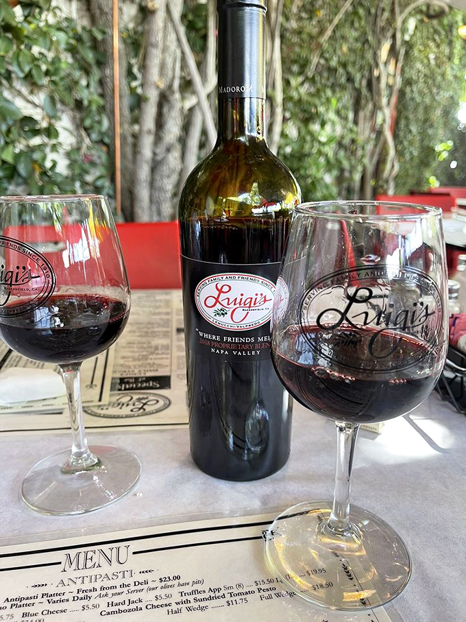 When the wine glasses at Luigi's are branded with the restaurant's name, you know they're serious about pairing your pasta with the perfect pour.