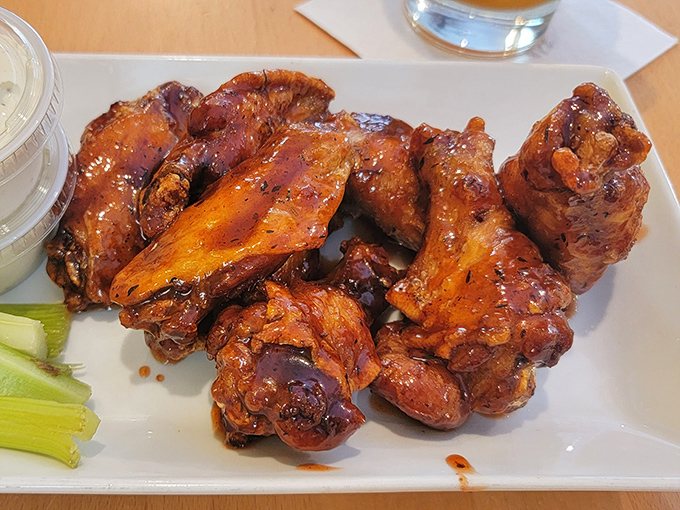 These wings aren't playing around. Glazed, glistening, and gone in sixty seconds if you're not careful.
