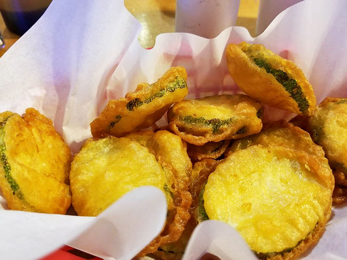 Even the vegetables get the royal treatment here &ndash; these battered zucchini rounds are unexpectedly addictive.