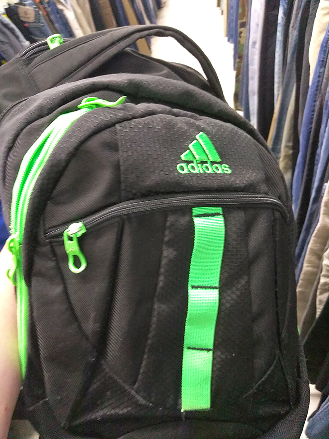 That Adidas backpack with its electric green accents? Someone paid full price for it once. Their loss is your gain!