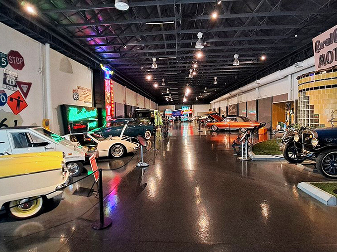 A gleaming corridor of automotive dreams, where every car tells a story of American ingenuity and occasional questionable design choices.