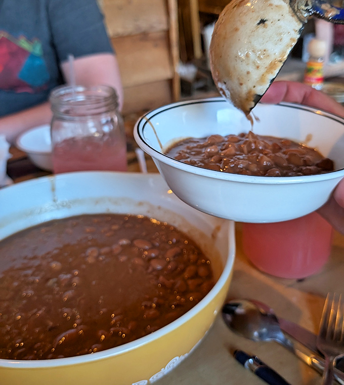 Sweet beans that have been simmering since breakfast, waiting for you to dip those heavenly rolls. Resistance is futile.