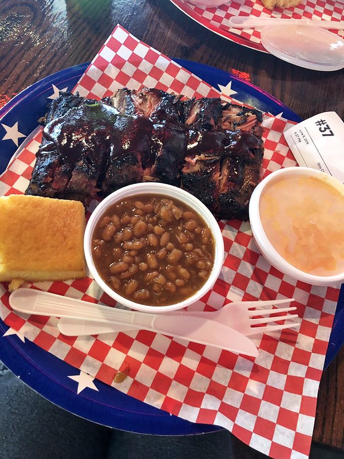 These ribs don't just fall off the bone &ndash; they practically leap onto your fork, bringing along perfectly sauced baked beans for the ride.