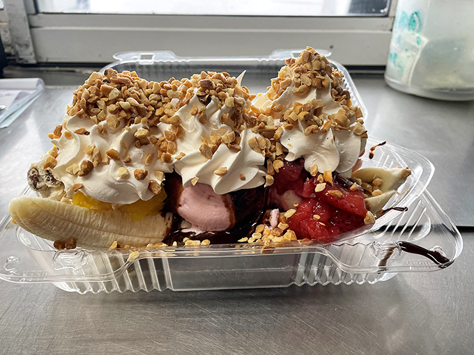 This banana split isn't just dessert, it's architecture&mdash;a magnificent construction of fruit, ice cream, and toppings that demands to be photographed before demolished. 