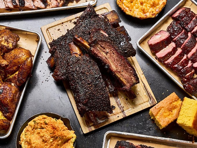A barbecue spread that looks like it could feed a small Texas town or one very happy family.