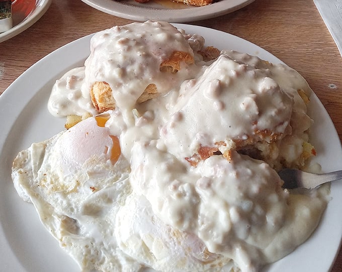 Behold the legendary biscuits and gravy that put this Columbus gem on the culinary map.