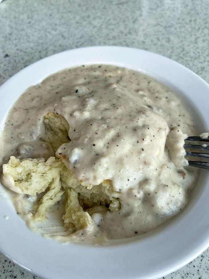 Biscuits and gravy: the breakfast equivalent of a warm hug from your favorite grandparent. This creamy, peppery blanket of goodness transforms simple bread into Southern poetry.