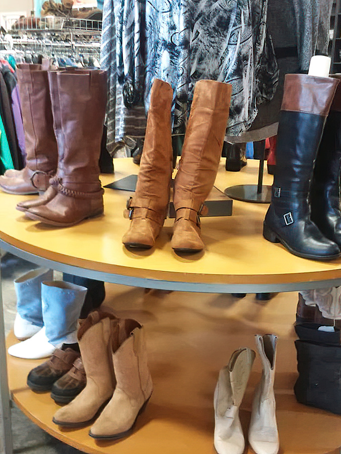 Boot boulevard! From cowgirl chic to practical winter wear, these pre-loved boots are ready for their second act on Tennessee sidewalks.