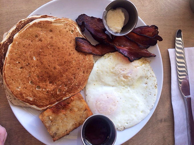 The classic breakfast plate&mdash;pancakes, eggs, bacon&mdash;executed with such perfection it reminds you why classics became classics.