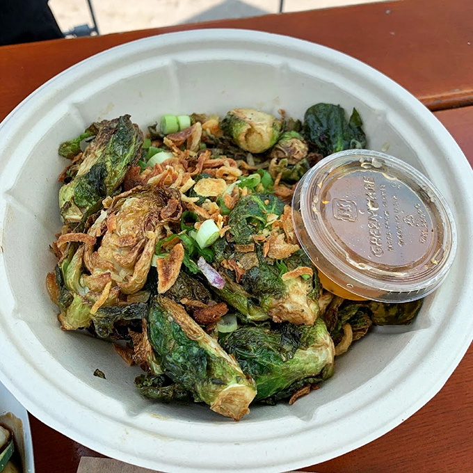 Brussels sprouts that could convert even the most dedicated vegetable skeptic. Crispy, caramelized edges with a sweet-savory sauce that'll have you licking the container.