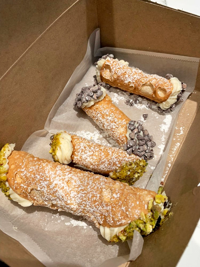 Cannolis that would make your Italian grandmother weep with joy. The pistachio-dipped ends are like jewelry for your dessert.