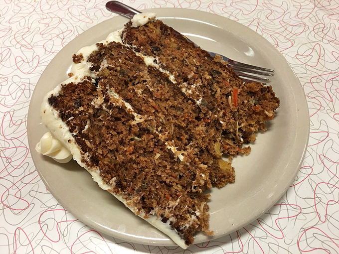 Carrot cake this moist should probably come with a warning label and a comfortable chair nearby. 