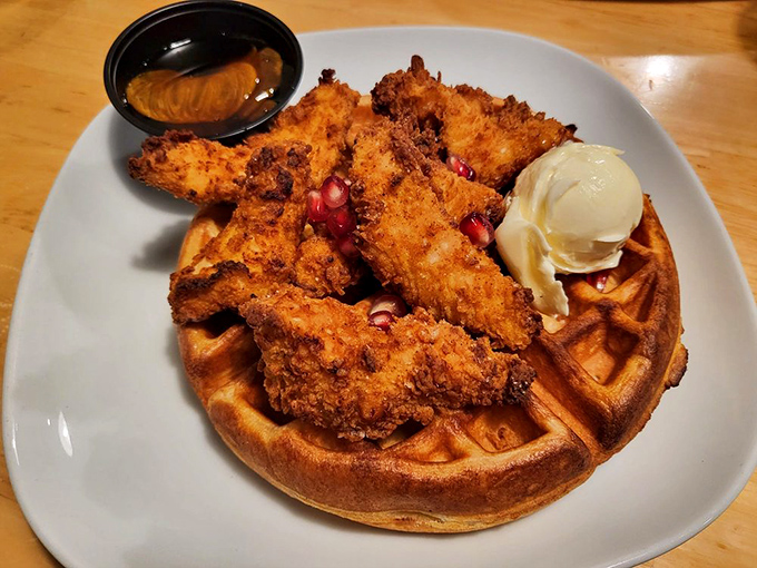 Chicken and waffles: the breakfast-lunch alliance that proves some of history's greatest partnerships happen on a plate.