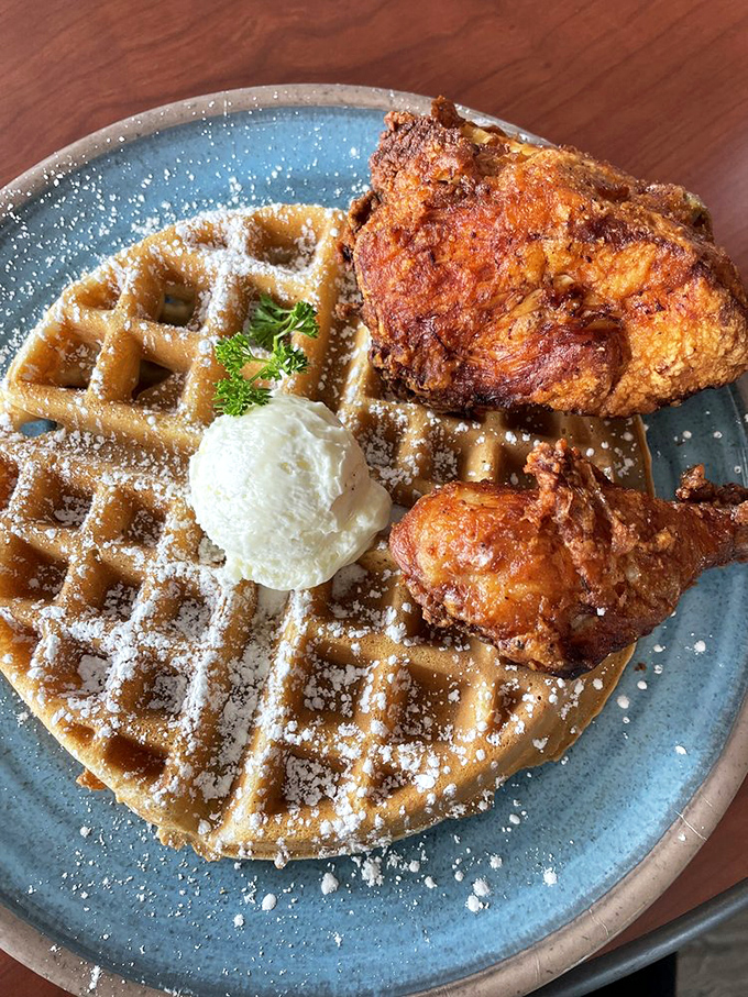 Chicken and waffles: the culinary equivalent of finding out your favorite musicians are collaborating on an album. Sweet meets savory in perfect harmony.