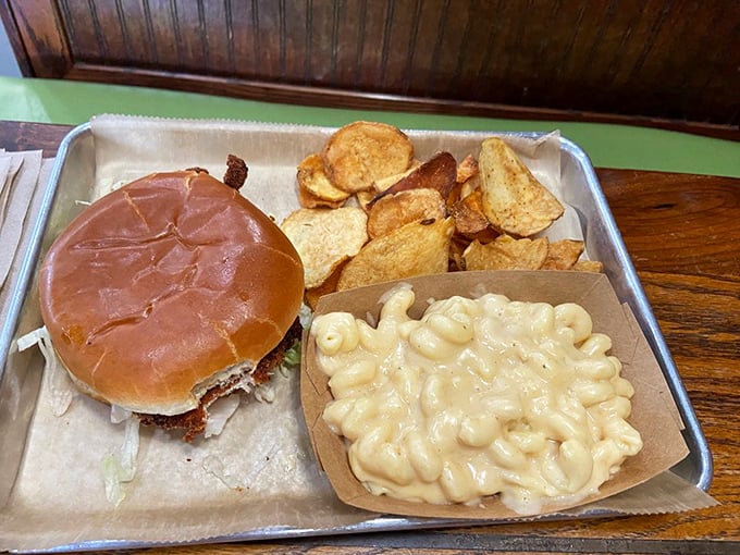 This isn't just another chicken sandwich&mdash;it's comfort on a bun. That golden brioche hugging perfectly cooked chicken deserves its own thank-you note.