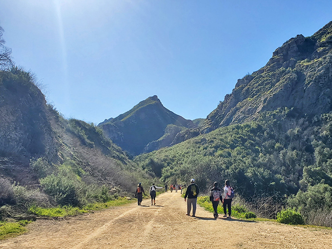 The trail beckons hikers into a cathedral of mountains. Follow this path and find yourself walking through what feels like a California-themed dream sequence.