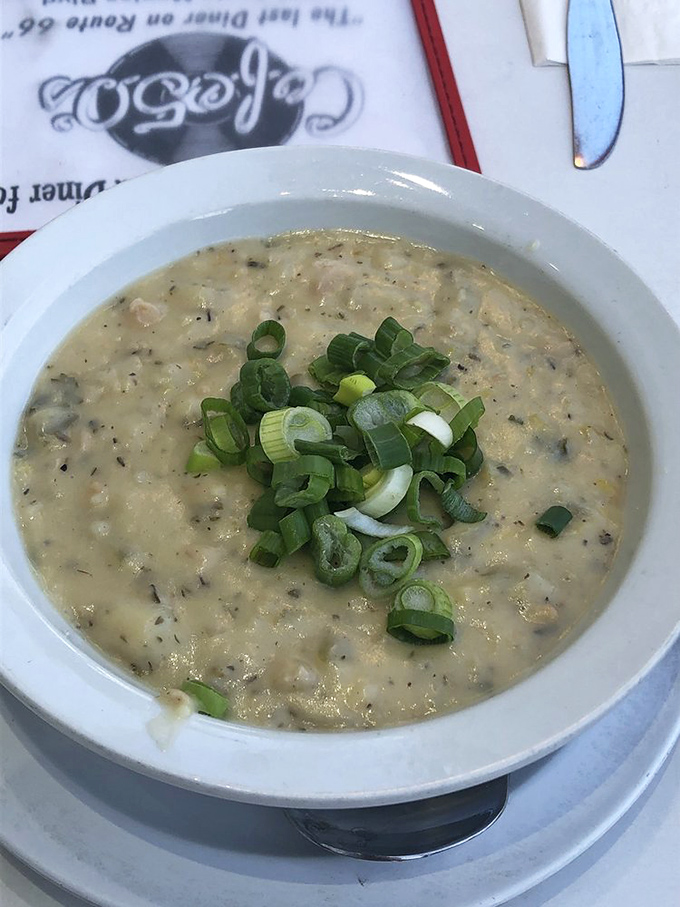 Real clam chowder with fresh scallions &ndash; because some traditions are too good to mess with.