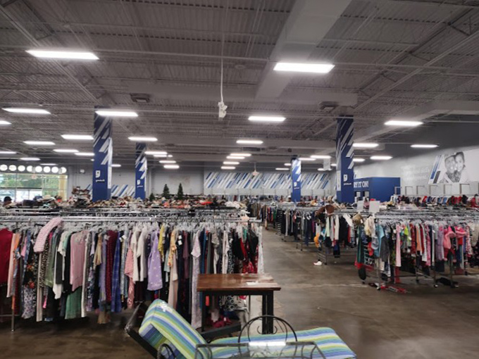 The clothing section stretches to the horizon like a fashionista's Field of Dreams. "If you display it, they will come"—and they do, by the cartload.